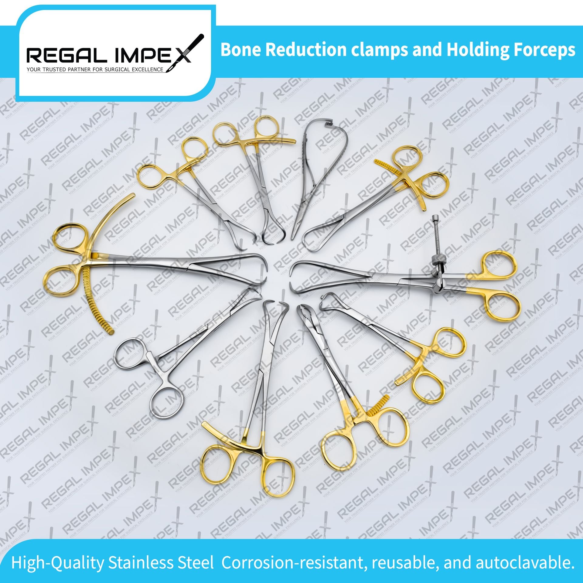 Orthopedic Bone Holding & Reduction Instrument Set - 10 Pcs (Gold ...